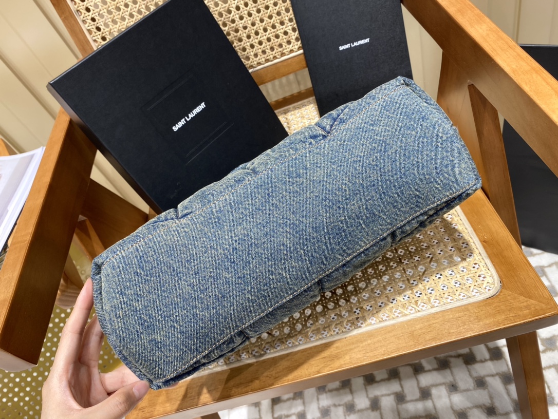 YSL Loulou Puffer 35 Denim Blue – Paristore