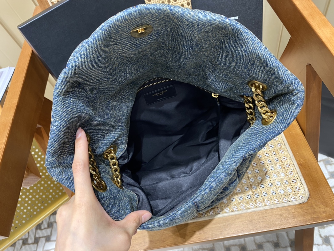 YSL Loulou Puffer 35 Denim Blue – Paristore